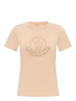 Moncler T-shirt With Embossed Logo - Pink