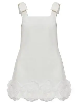SELF-PORTRAIT Strappy Mini Dress With Floral Appliqu - White