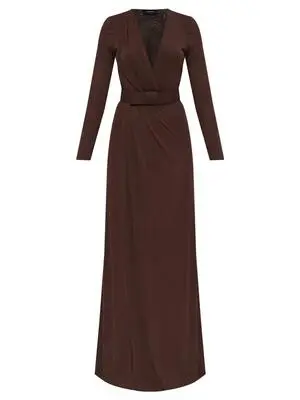 Dsquared2 Draped Maxi Dress With Belt Brown