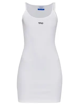 Off-White Ribbed Mini Dress - White