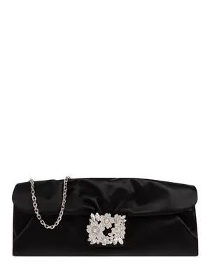 ROGER VIVIER Satin Clutch With Crystal Buckle - Black
