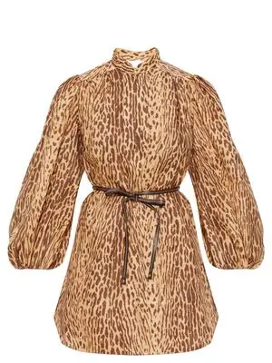 Zimmermann Animal Print Mini Dress - Beige