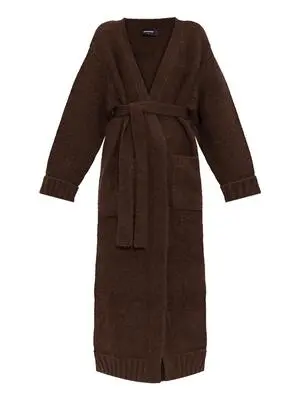 Dsquared2 Wool Maxi Cardigan With Belt - Brown