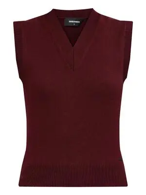 Dsquared2 Wool Vest - Burgundy