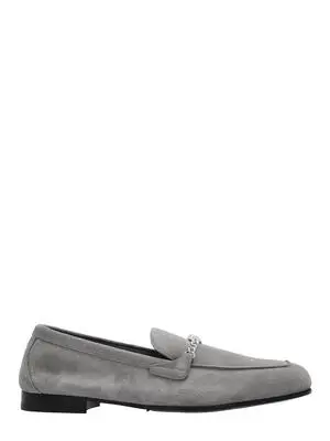 Versace Medusa Chain Suede Loafers - Grey