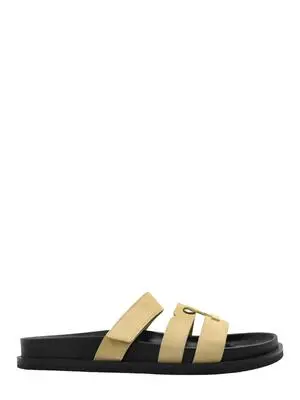 Tory Burch Leather Slides - Cream