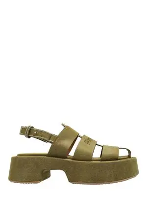 JW Anderson Leather Platform Sandals - Green