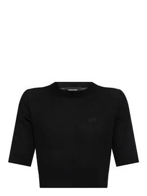 Dsquared2 Wool Top With Logo - Black
