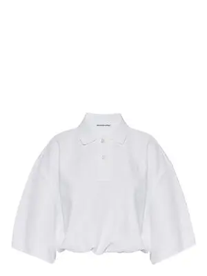 Alexander Wang Cropped Polo Shirt With Embroidered Logo - White