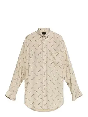 Balenciaga Logo Viscose Shirt - Beige