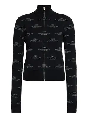Balenciaga Logo Fitted Cardigan - Black