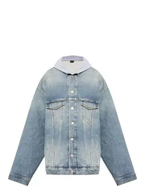 Balenciaga Hooded Denim Jacket Blue