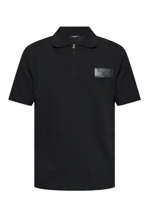 Balmain Cotton Polo With Patch - Black