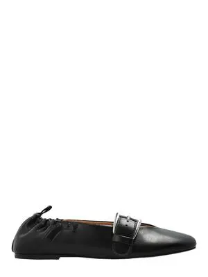 GANNI Buckled Ballet Flats - Black