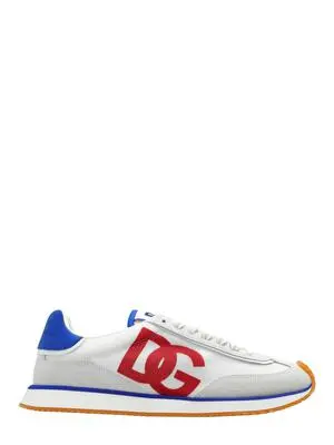 Dolce & Gabbana Leather Sneakers With Logo - Grey