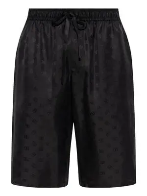 Dolce & Gabbana Silk Monogram Shorts - Black