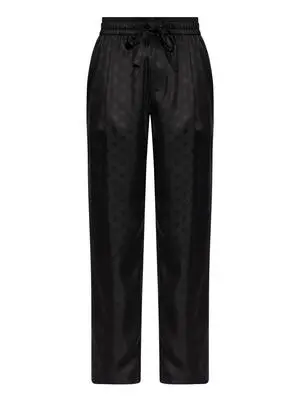 Dolce & Gabbana Silk Monogram Trousers - Black