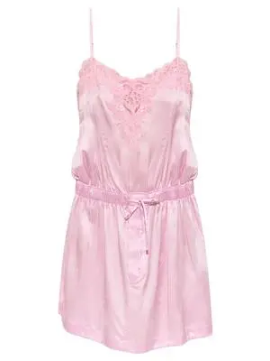 Balenciaga Silk Slip Dress With Lace Embellishment - Pink