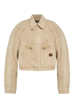 Balenciaga Aged Effect Denim Jacket - Beige