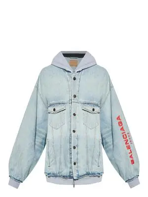 Balenciaga Hooded Denim Jacket Light Blue