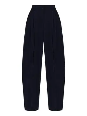 Alexander McQueen Wide-leg Pleated Trousers - Navy Blue