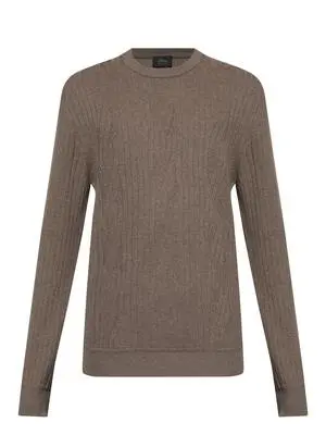 Brioni Wool And Cashmere Sweater With Decorative Knit - Grey
