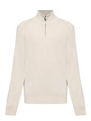 Brioni Cashmere And Wool Stand Collar Sweater - Cream
