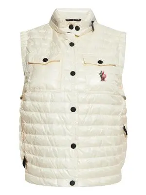 Moncler Quilted Vest With Reflective Detail - Cream