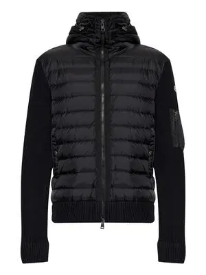 Moncler Cardigan With Down Front - Black
