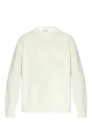 Moncler Sweater With Embroidered Logo - Cream