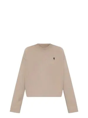 Ami Sweatshirt With Embroidered Logo - Beige
