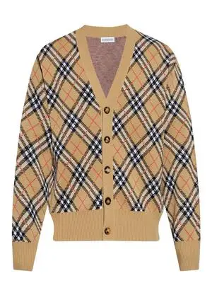 Burberry Argyle Knit Cardigan - Beige