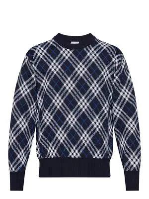 Burberry Gregory Argyle Knit Sweater - Navy Blue