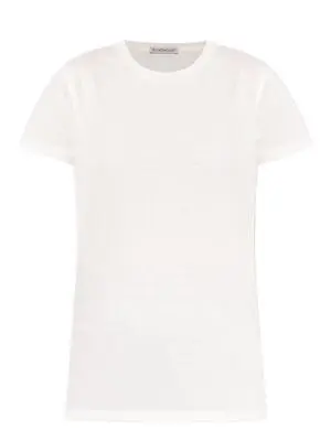 Moncler Cotton T-shirt With Logo Patch - White