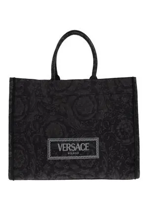Versace Athena Large Barocco Shopper Bag - Black