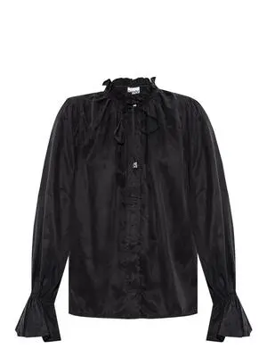 GANNI Ruffled Neckline Tie Blouse