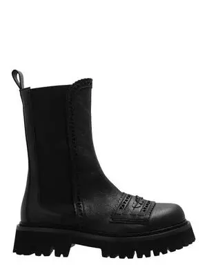 Moschino Leather Ankle Boots - Black