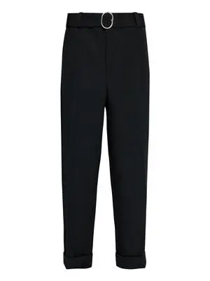 JIL SANDER Belted Wool Trousers - Black