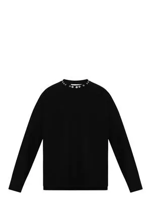 JIL SANDER Wool Sweater With Metal Eyelet Detail - Black