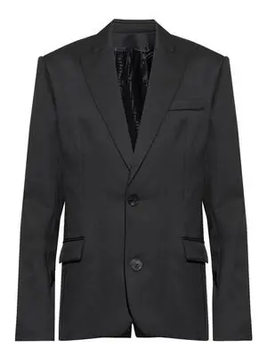 Balmain Wool Blazer With Closed Lapels - Black
