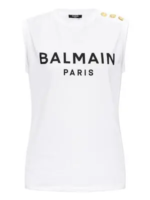 Balmain Sleeveless T-shirt With Logo - White
