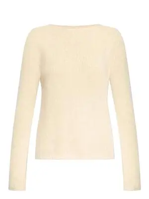 Blumarine Heart Cutout Wool Blend Sweater - Cream