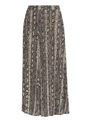 Michael Kors Pleated Maxi Skirt With Animal Print - Grey