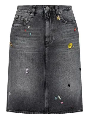 Marc Jacobs Denim Skirt With Stone Embellishments - Grey
