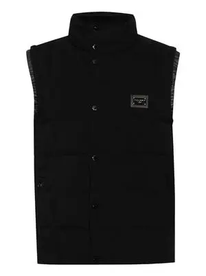 Dolce & Gabbana Quilted Vest With Logo - Black