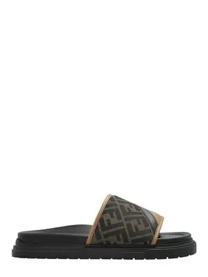 Fendi Monogram Slides - Brown
