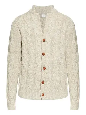 Eleventy Wool Cardigan With Decorative Knit - Cream