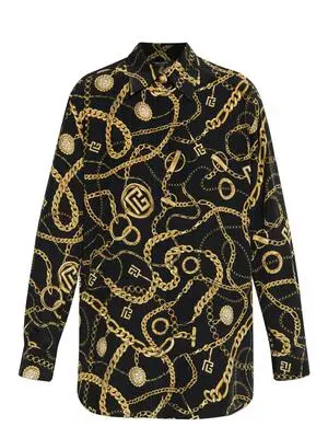 Balmain Printed Silk Shirt - Black