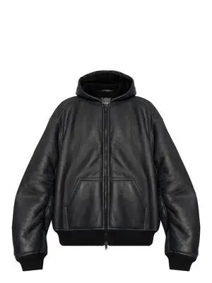 Balenciaga Lambskin Leather Jacket With Hood - Black