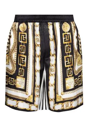 Balmain Printed Viscose Shorts - Black